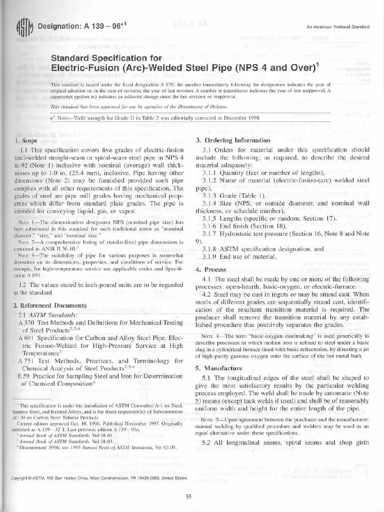 Astm A 139-96 | PDF