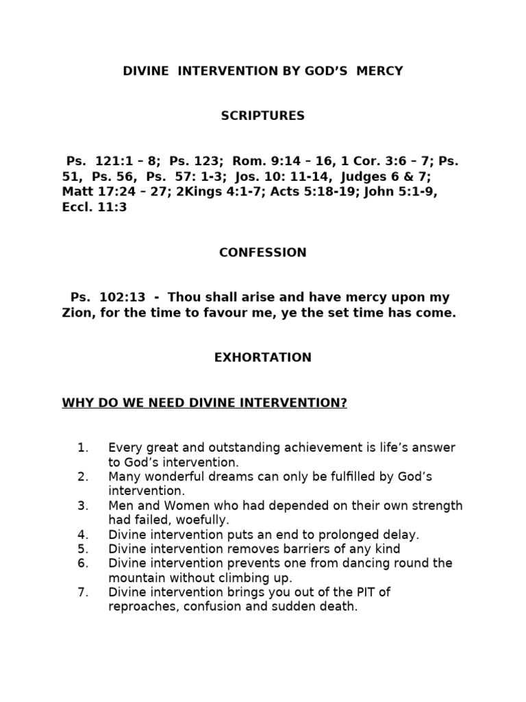 Divine Intervention: God's Mercy Explained | PDF | Miracle | Religious ...
