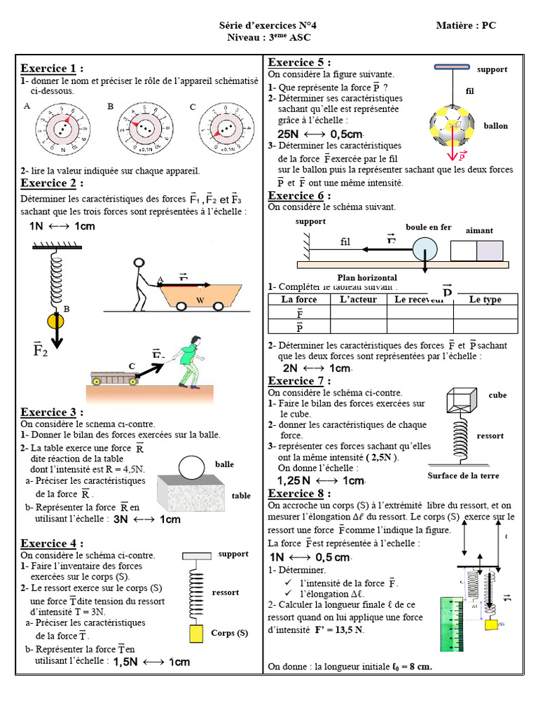 Exercices sur les forces en physique | PDF