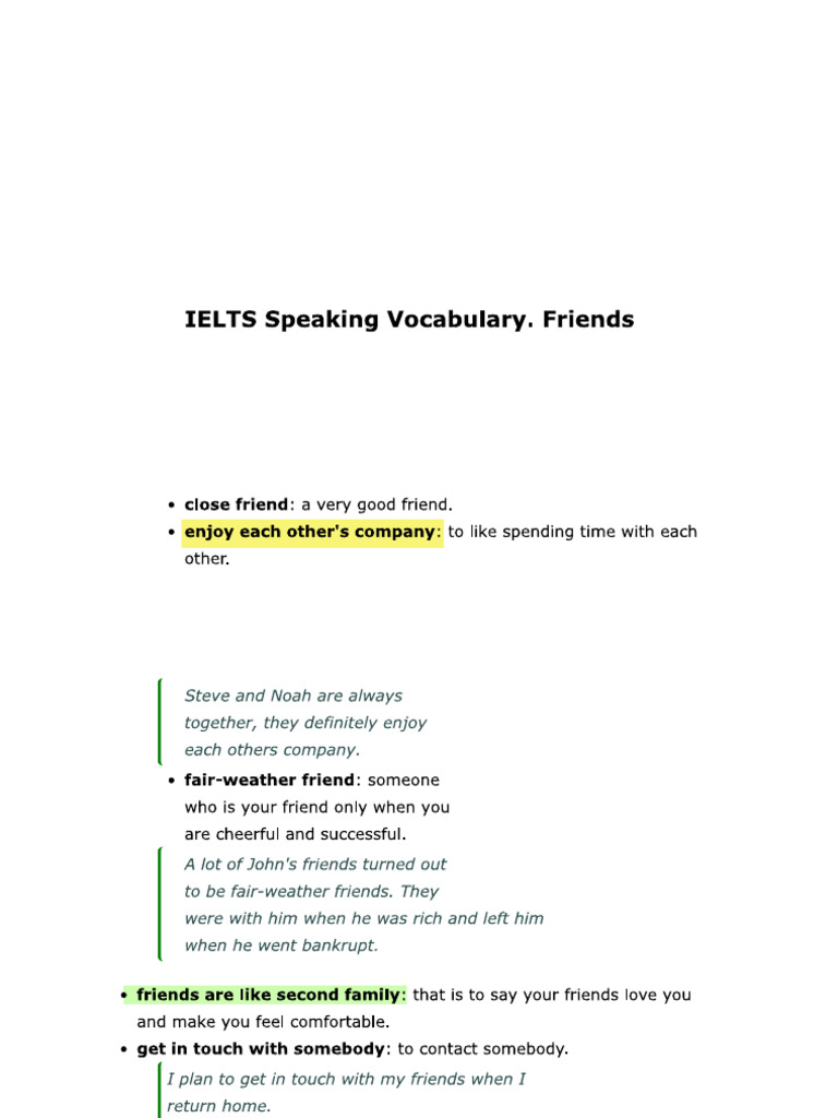 Friends Vocabulary | PDF