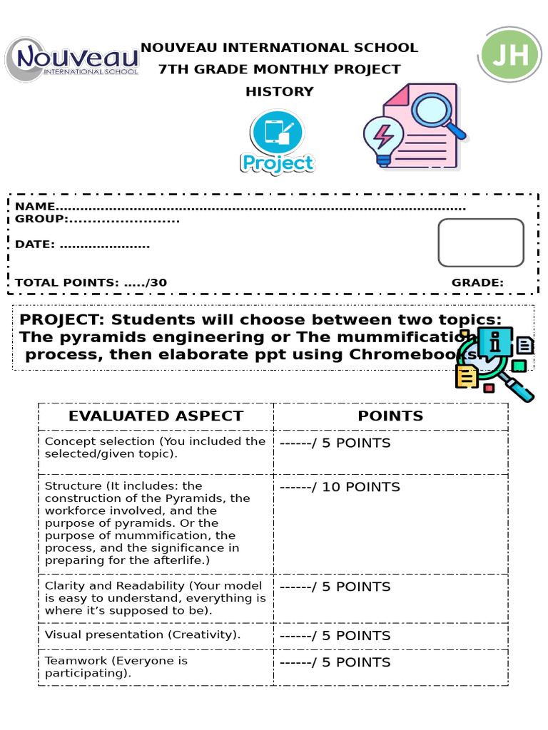7th Grade History Monthly Projects | PDF
