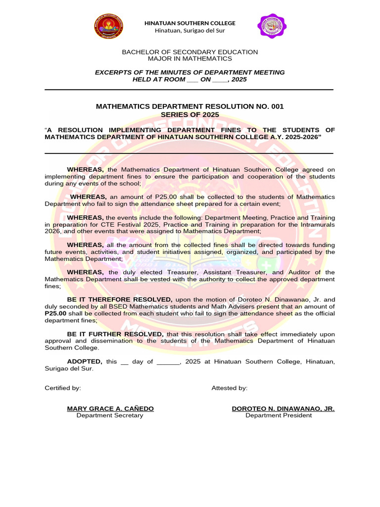 Mathematics Department Fine Resolution | PDF