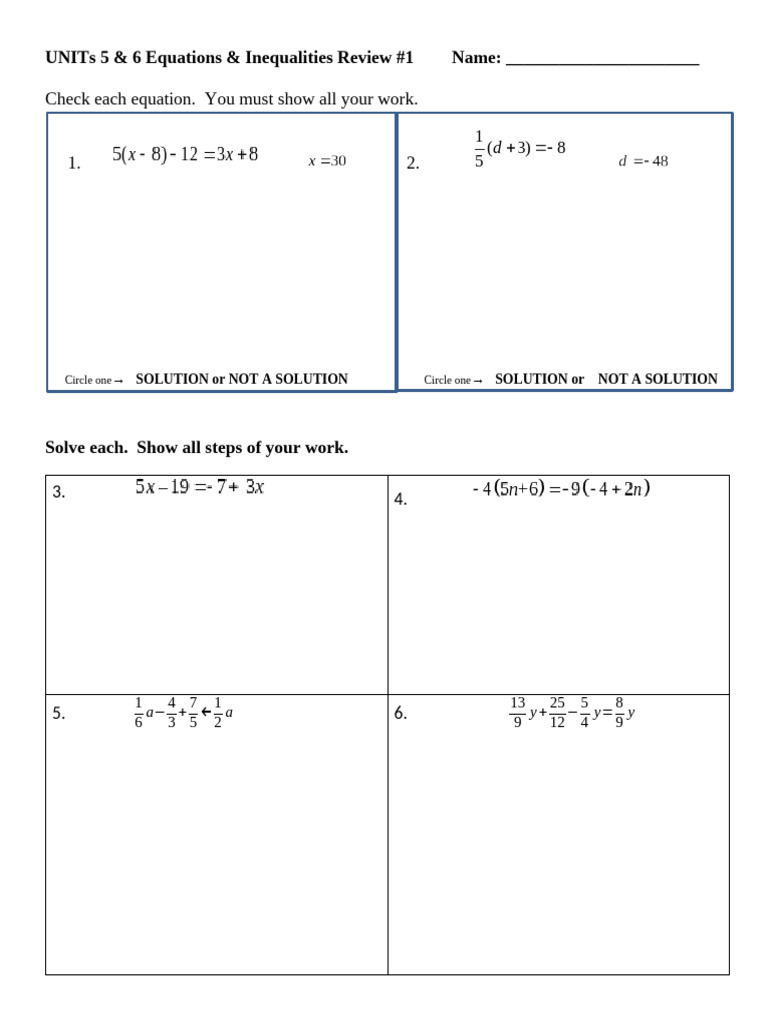 Sequences and Solutions Review Guide | PDF | Equations | Mathematics