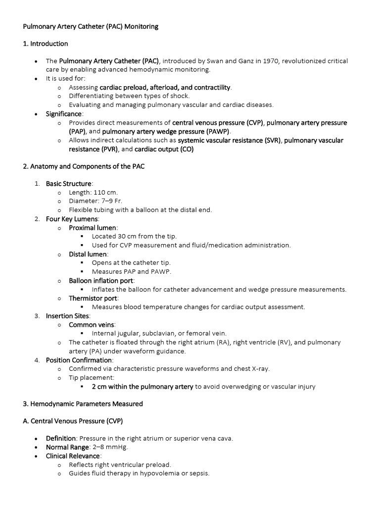 Pulmonary Artery Catheter Monitoring Guide | PDF | Diastole | Heart