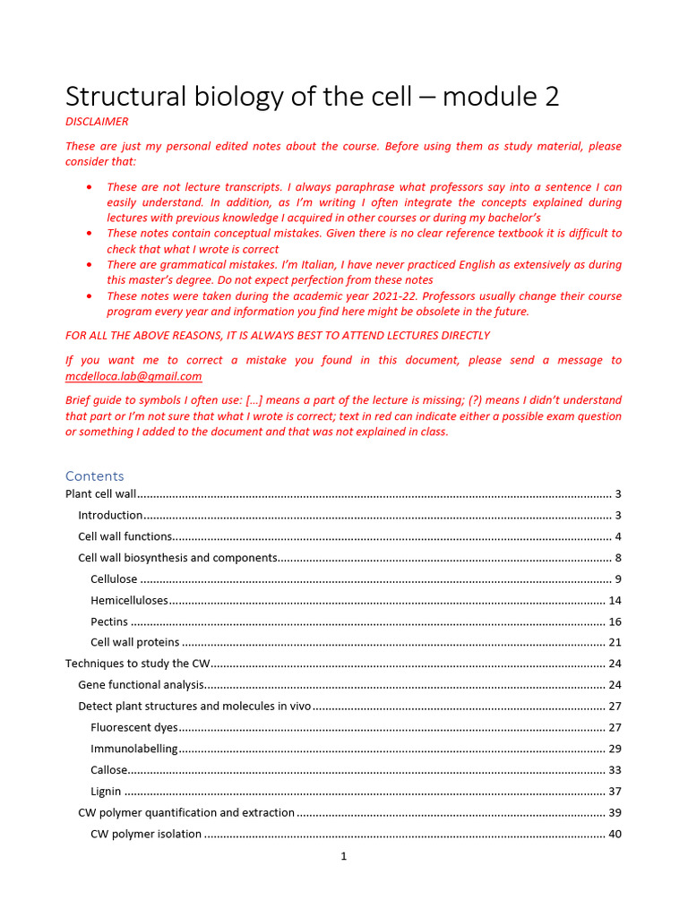 Structural Biology Notes2 | PDF | Cellulose | Cell Wall