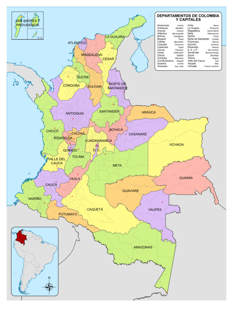 Mapa de Colombia (Departamentos) | PDF