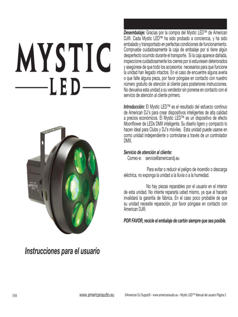 Manual American DJ Mystic LED | PDF