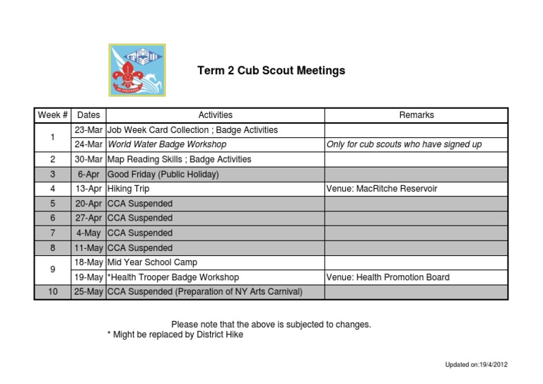 Cub Scout Activities Schedule 2023 | PDF
