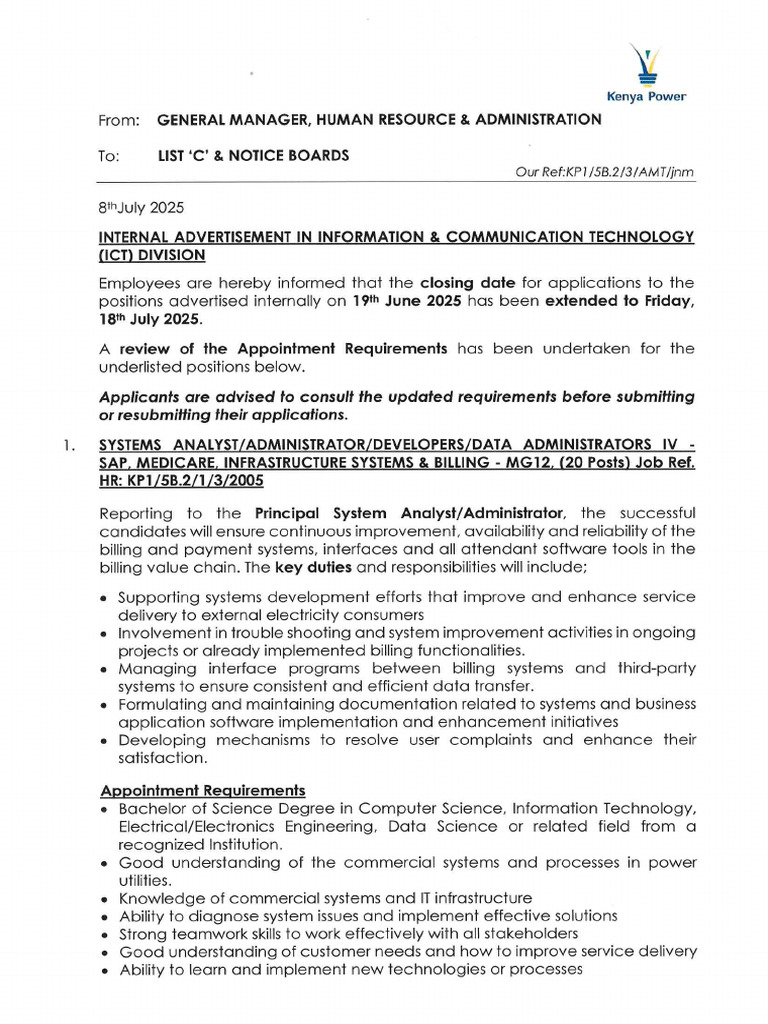 Internal Advertisement in ICT Division | PDF