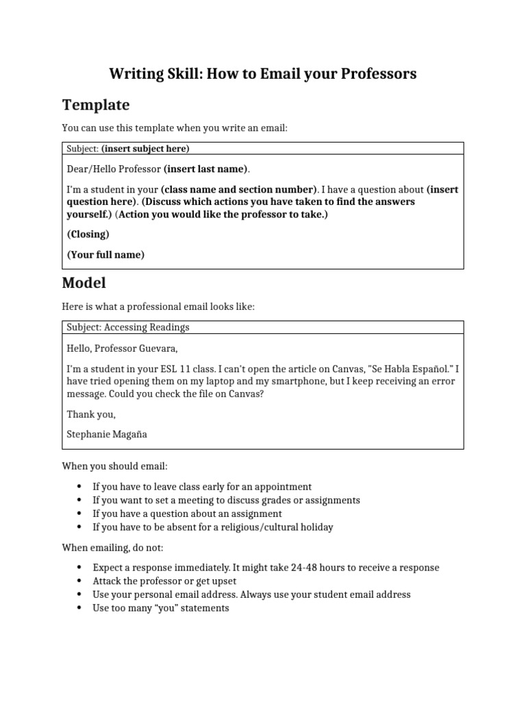 Emailing Professors: Best Practices | PDF