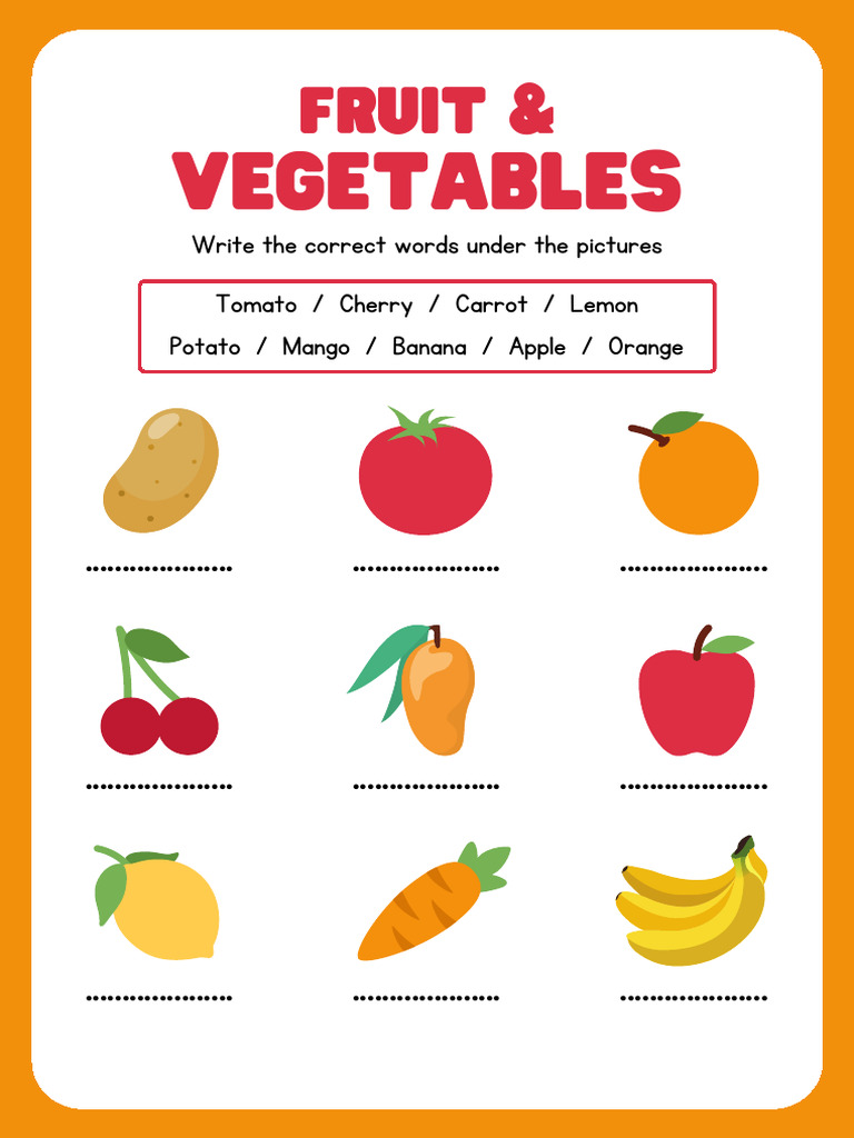 Fruit & Vegetables Vocabulary Worksheet | PDF