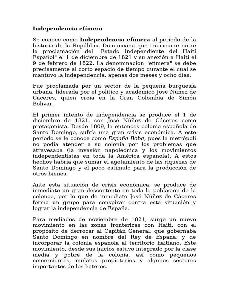 Independencia Efímera | PDF | República Dominicana