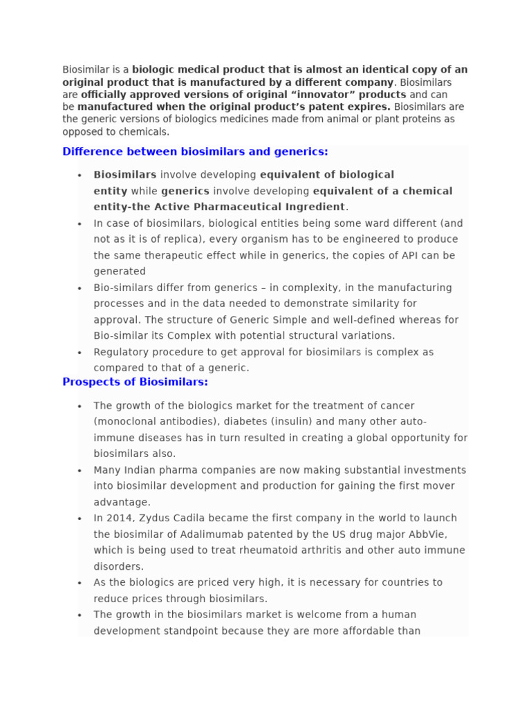 Bio Similar S | PDF | Generic Drug | Biopharmaceutical
