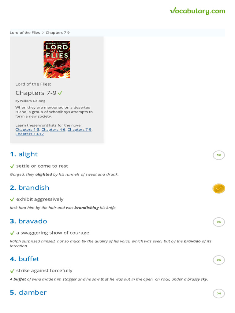 Vocabulary Guide for Lord of the Flies | PDF | English As A Second Or ...