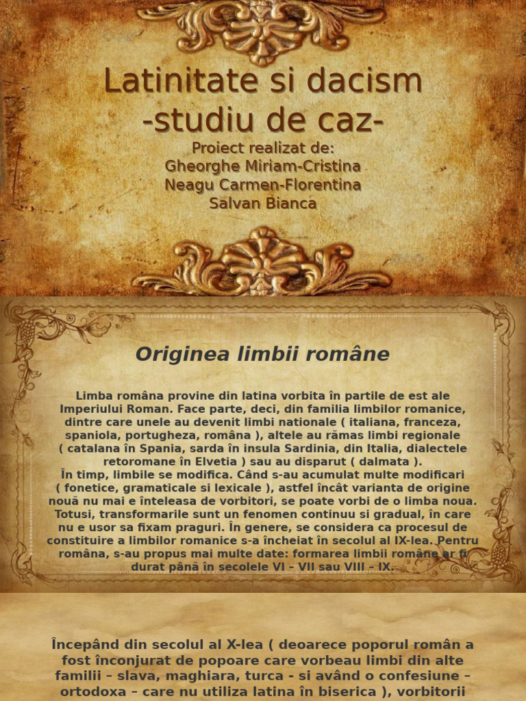 Proiect Latinitate Si Dacism | PDF
