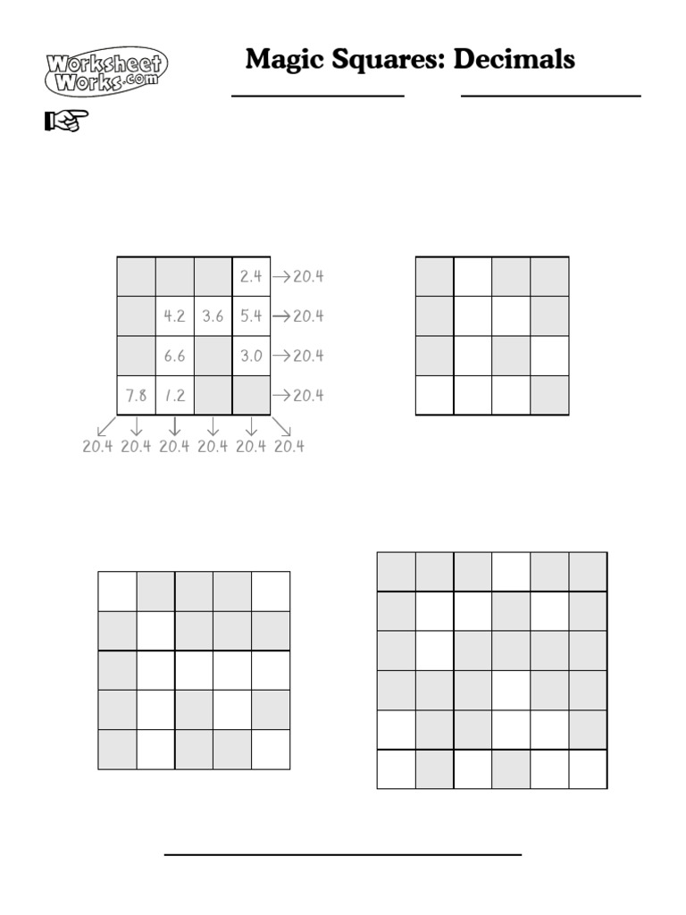 WorksheetWorks Magic Squares Decimals 1 | PDF | Recreational ...