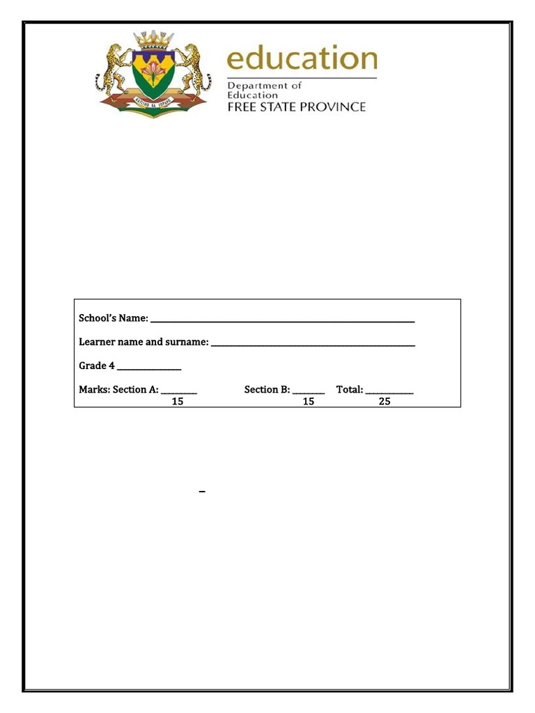 Grade 4 Term 2 Geography Question Paper | PDF