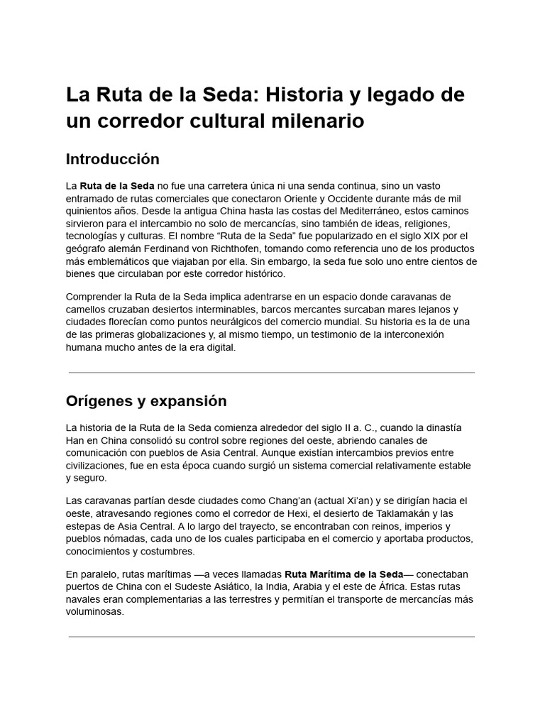 Historia y legado de la Ruta de la Seda | PDF | Ruta de la Seda