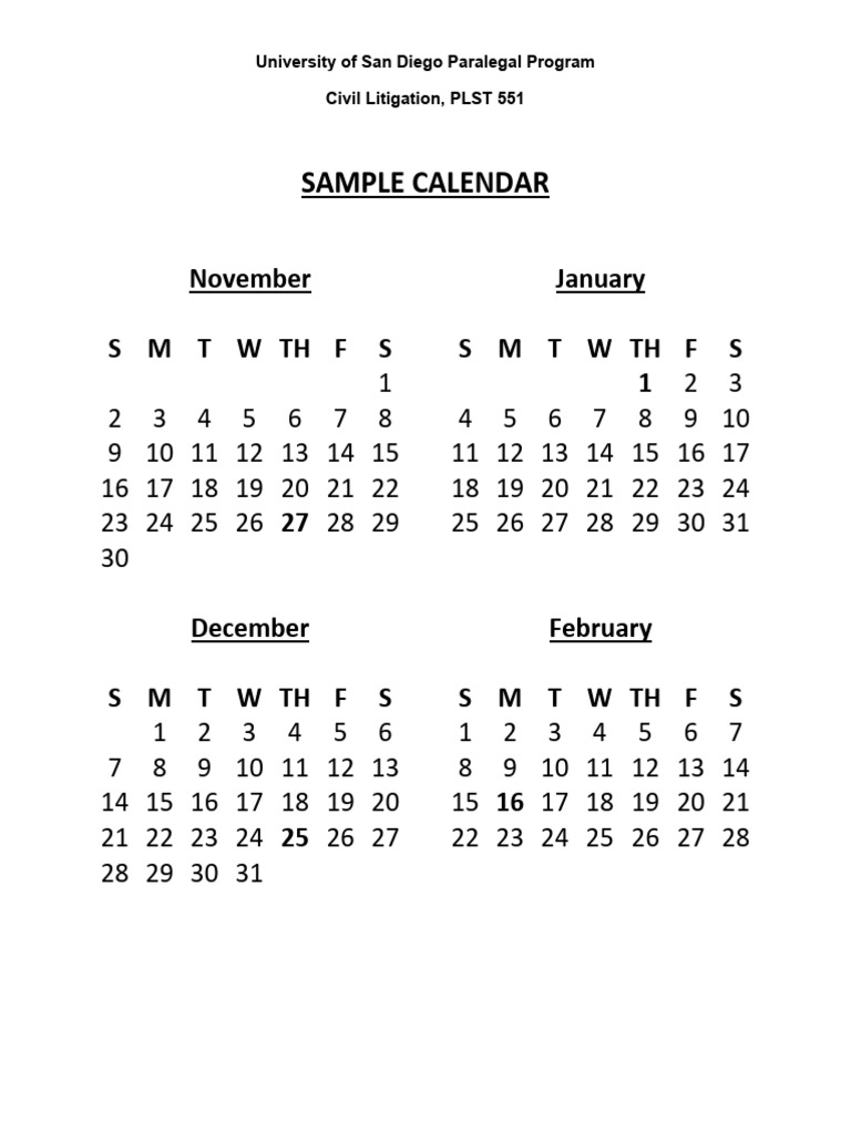 Sample Calendar | PDF