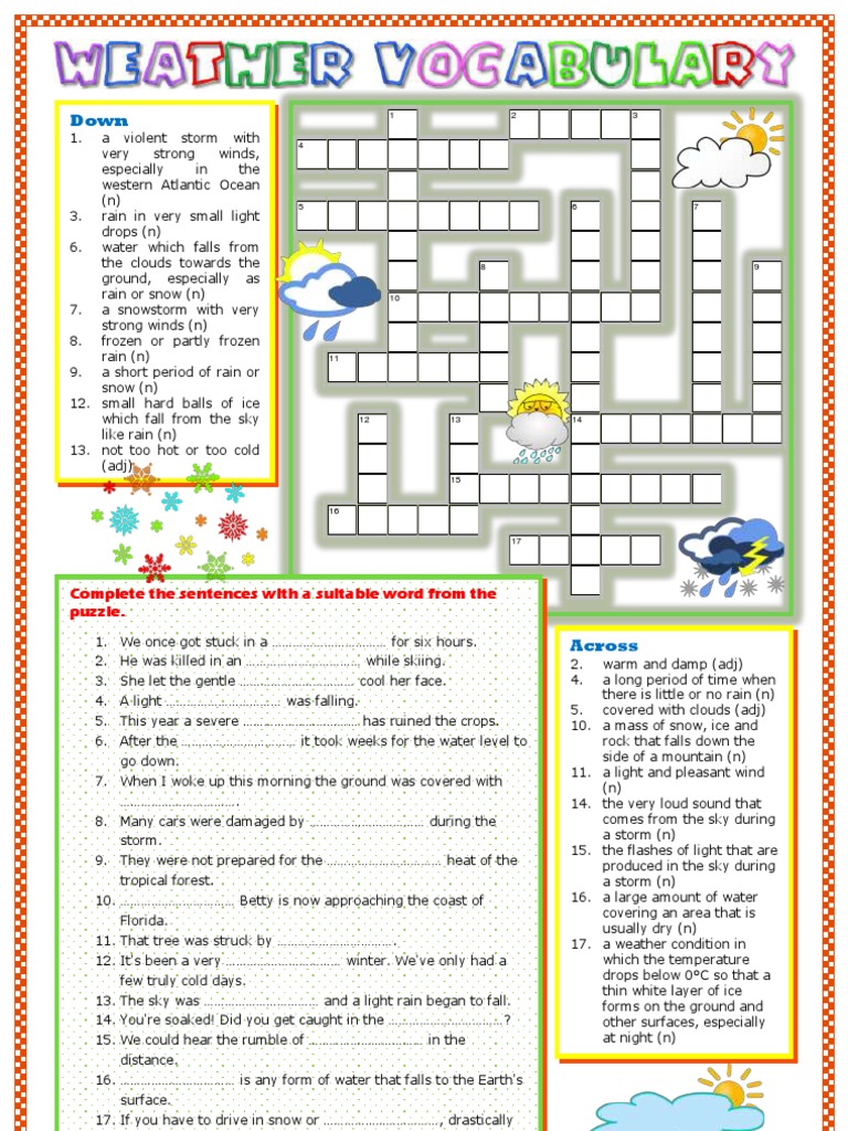 Weather Vocabulary | PDF | Sky | Rain