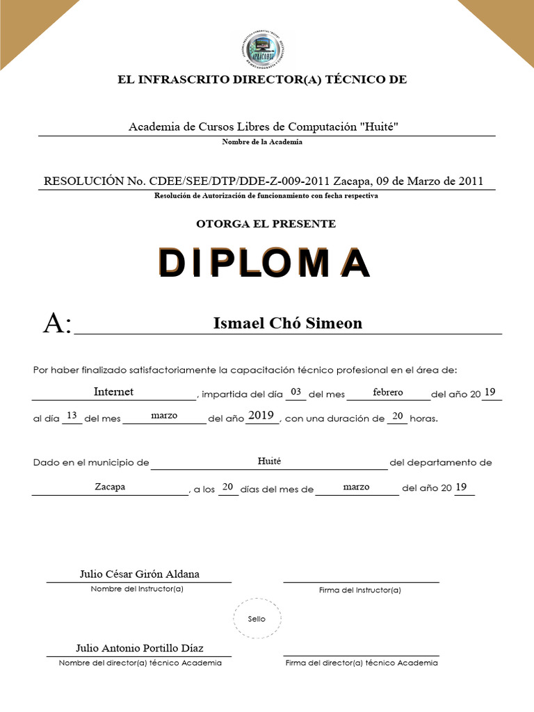 Diploma de Capacitación Técnica 2019 | PDF