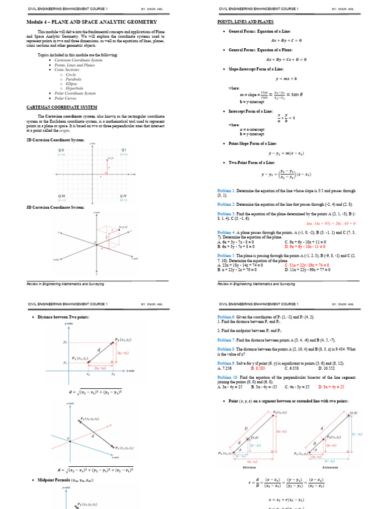 Microsoft Word - Ce Ec 1 - Workbook - Module | PDF | Line (Geometry) | Coordinate System