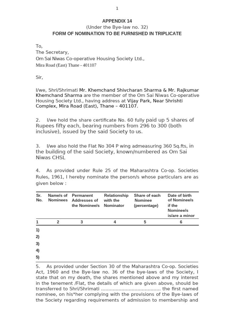 nomination form | PDF