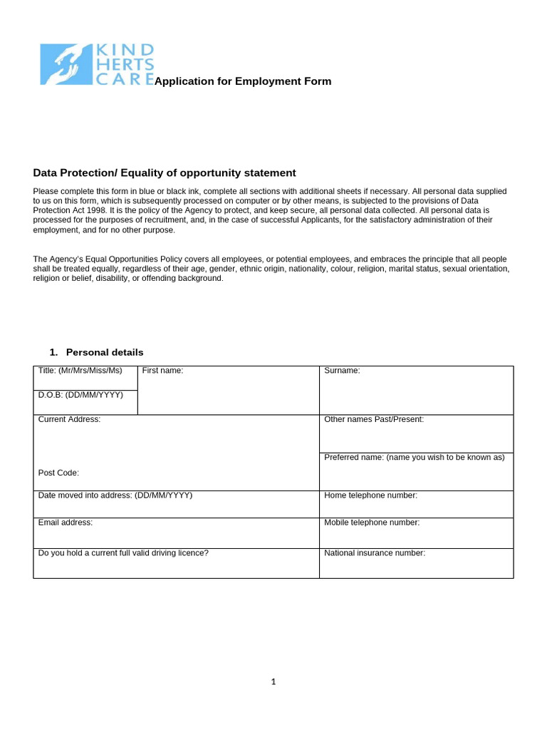 Application For Employment Form | PDF | Criminal Record | Justice
