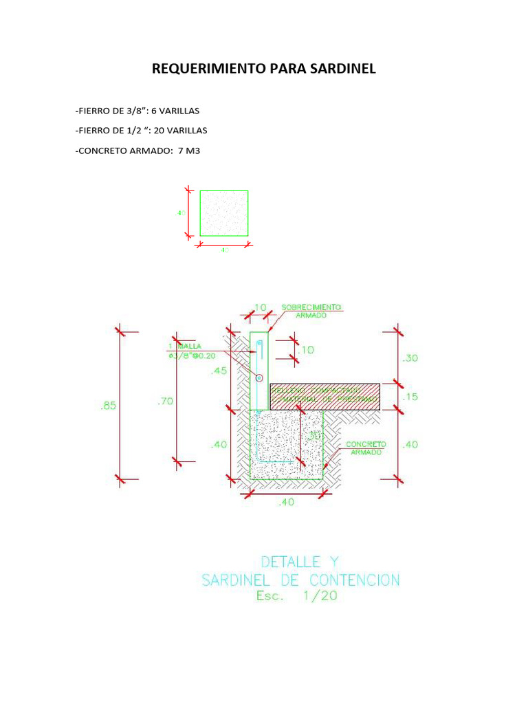 Requerimiento para Sardinel | PDF