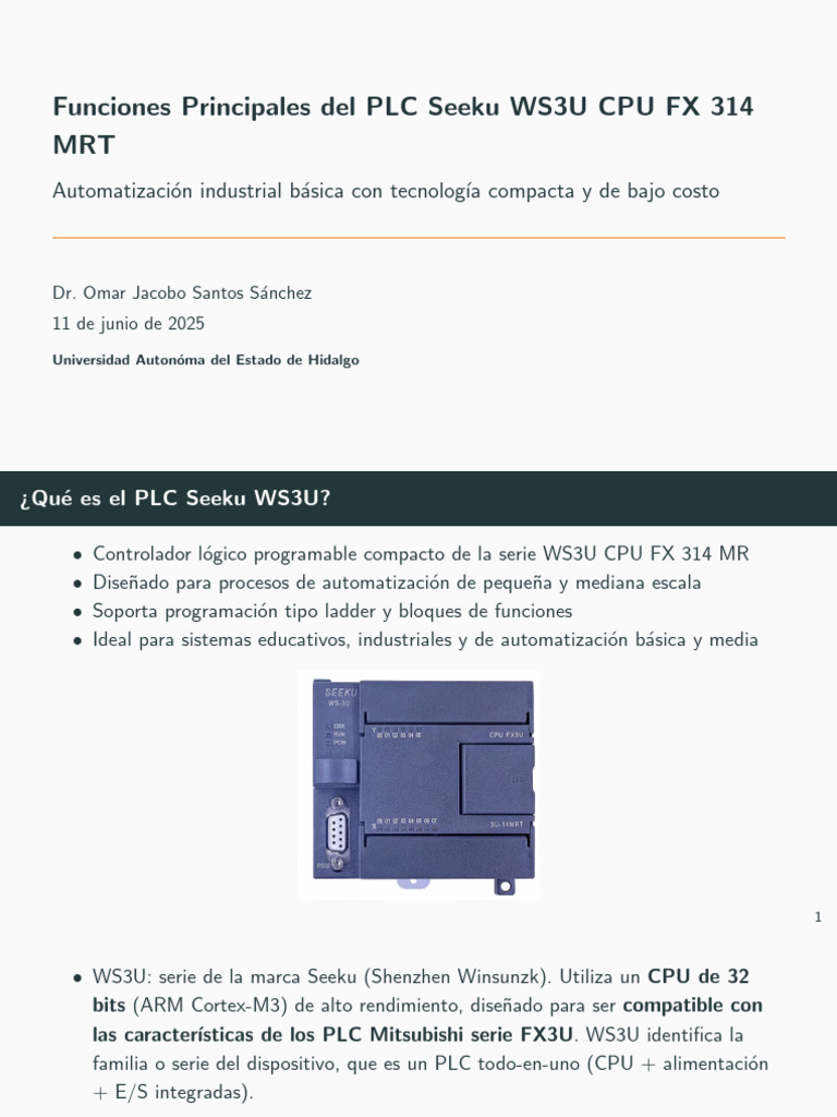 Funciones del PLC Seeku WS3U FX 314 | PDF | Controlador lógico ...