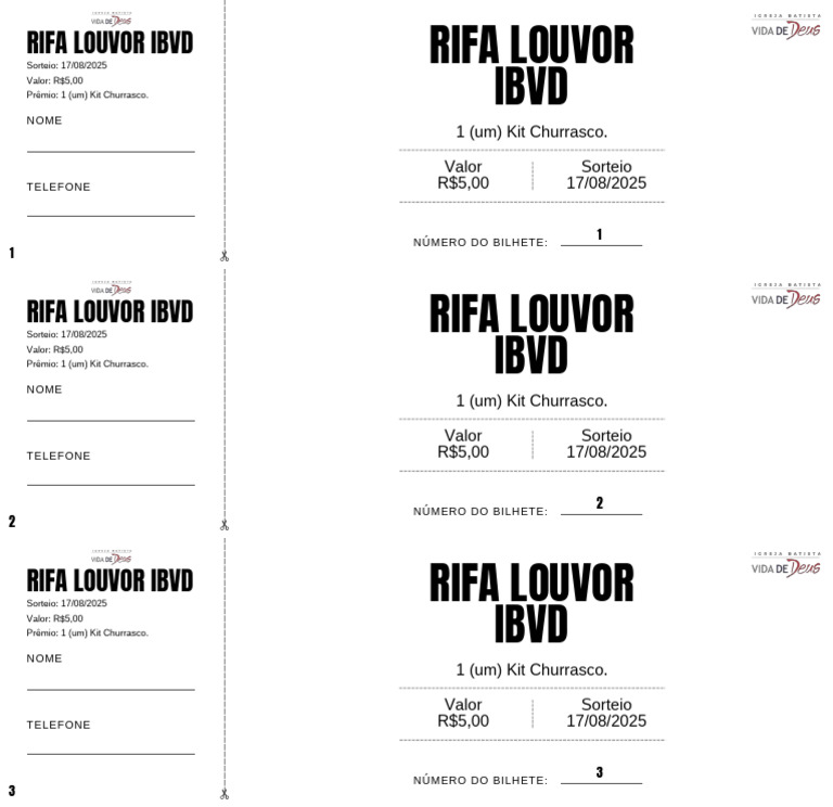 Rifa Kit Churrasco IBVD - R$5,00 | PDF