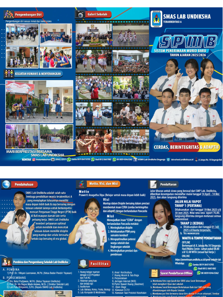 Brosur SPMB Smas Lab Undiksha Tahun 2025 | PDF