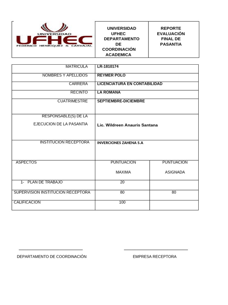 Reporte de Evaluacion Final de Pasantia (2) (1) - 8 | PDF