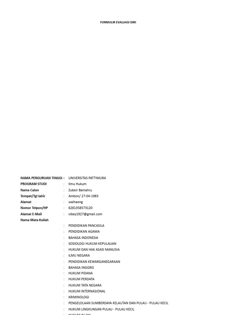 Formulir Aplikasi RPL | PDF