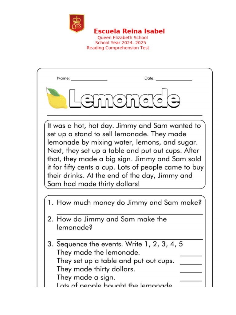 Reading Comprehension Exam | PDF