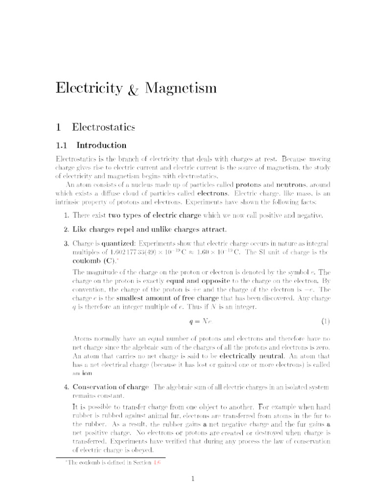 Lecture Note On Electrostatics-1 | PDF