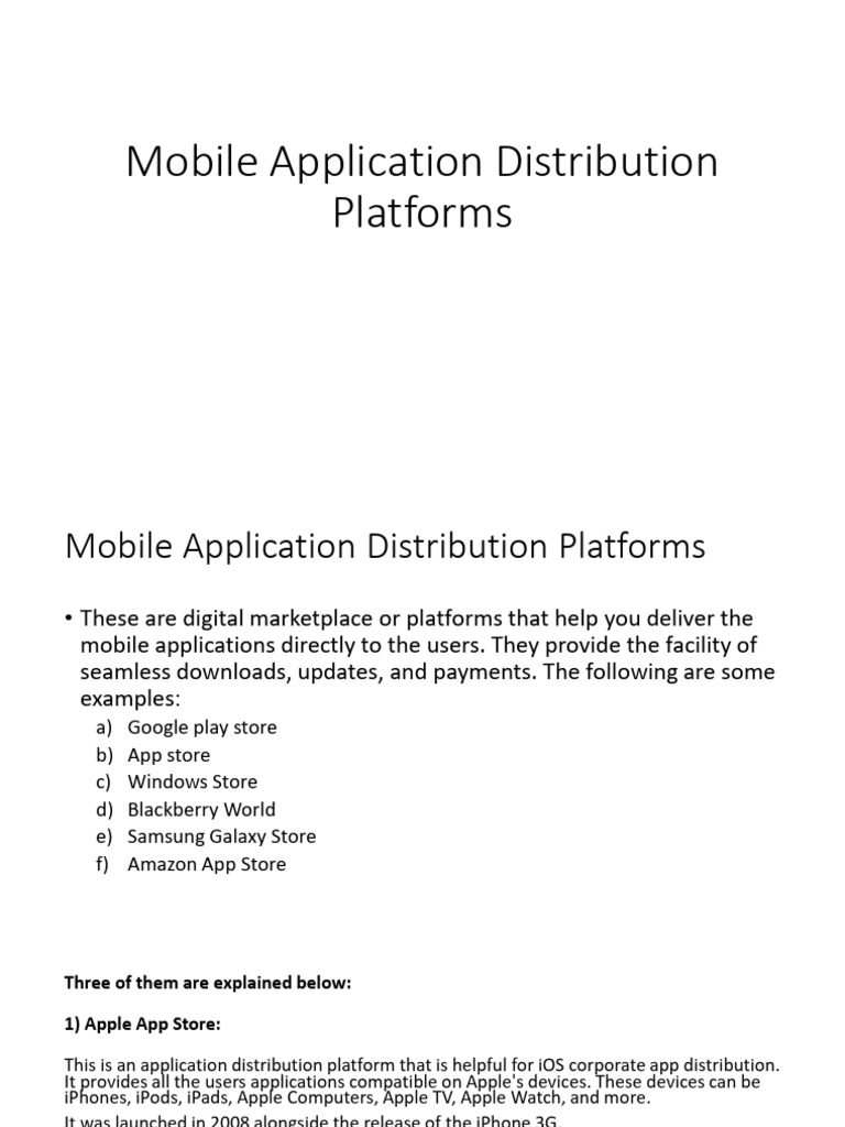 Mobile App Distribution Platforms Overview | PDF | Windows Phone ...