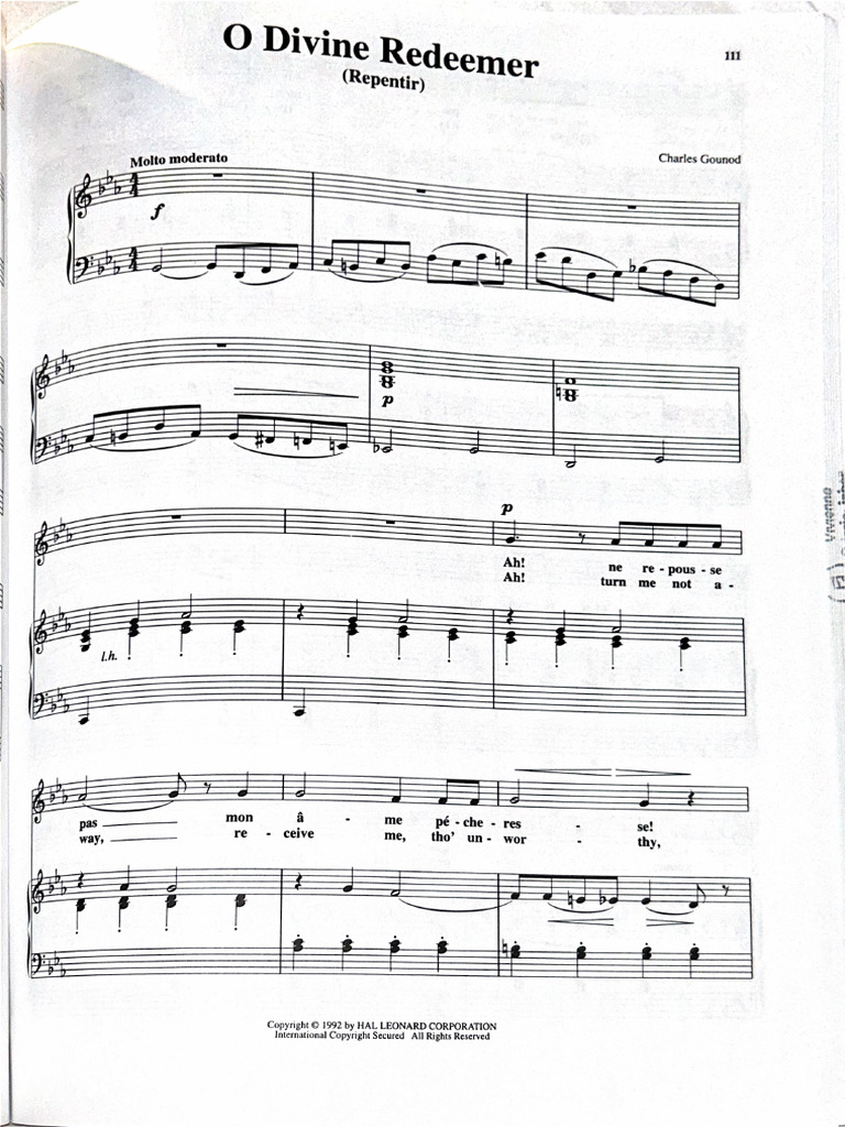 O Divine Redeemer | PDF