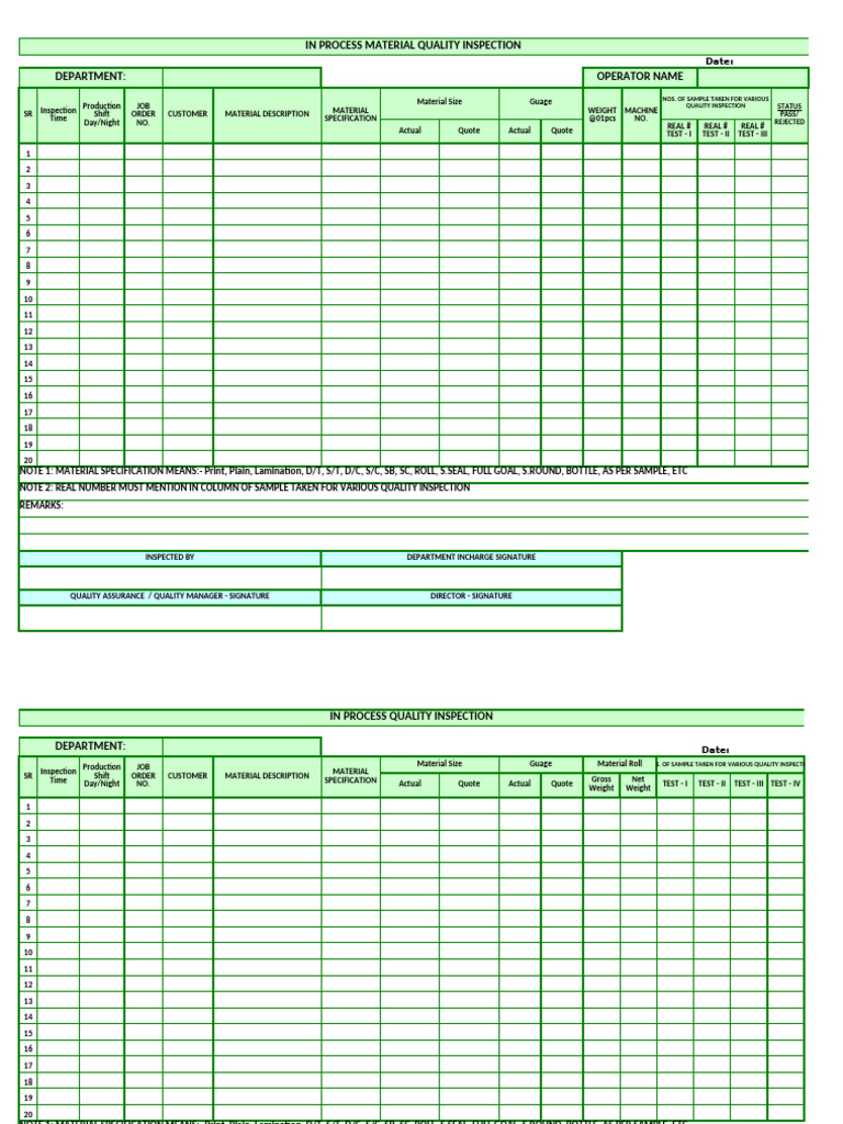 In-Process Quality Inspection Report | PDF