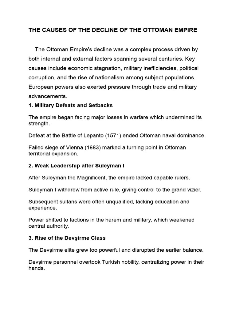 The Causes of The Decline of The Ottoman Empire | PDF | Ottoman Empire ...