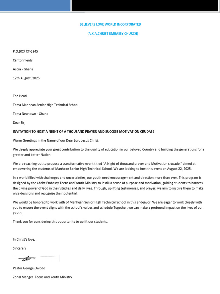 INVITATION LETTER To School | PDF