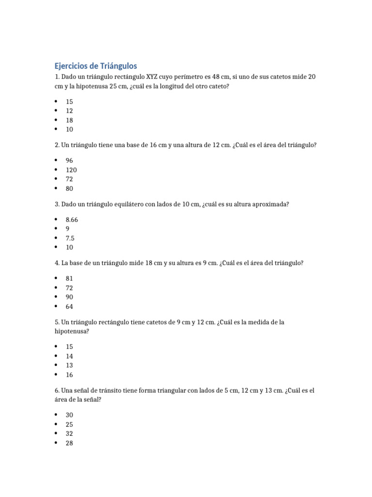 Ejercicios Sobre Triángulos 25 24 7 Pdf Triángulo Geometría