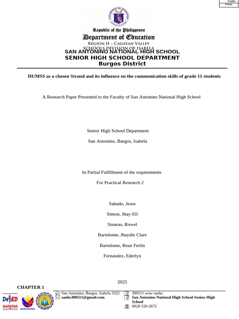 HUMSS Impact on Students' Communication Skills | PDF | Communication ...