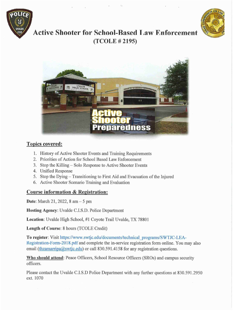 Uvalde CISD Active Shooter Training PDF | PDF