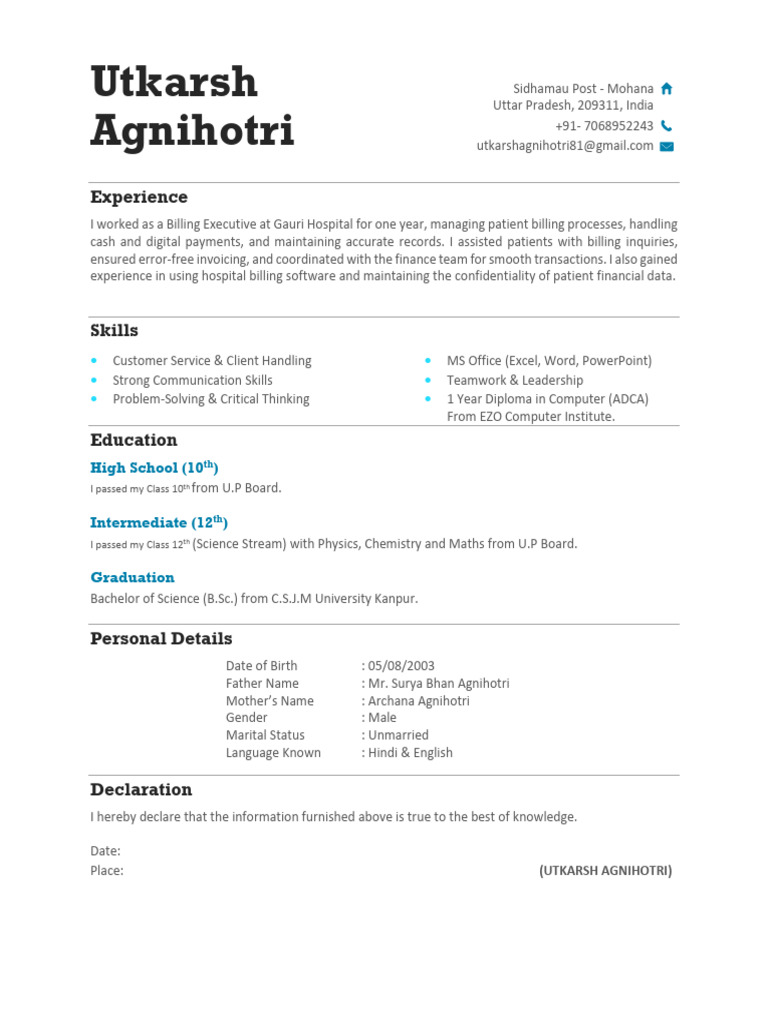 Utkarsh Agnihotri Resume | PDF