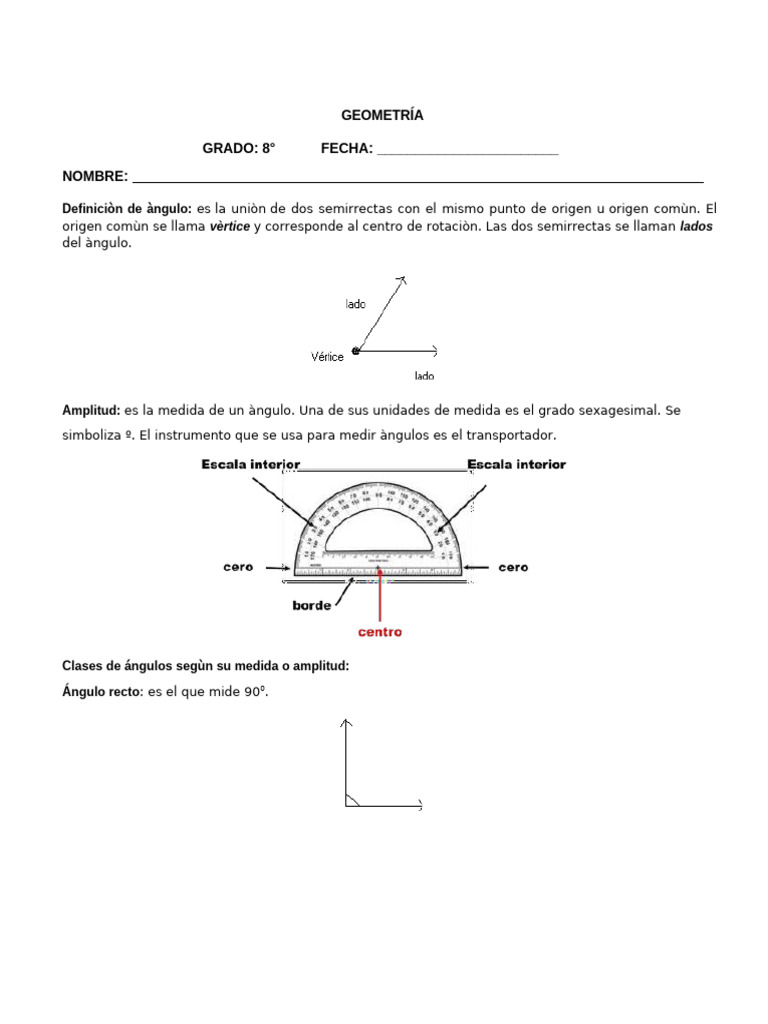 Definición y Clases de Ángulos en Geometría | PDF