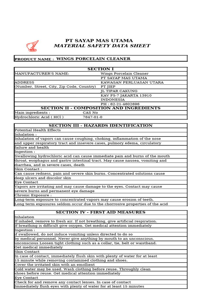 MSDS WPC | PDF | Water | Fires