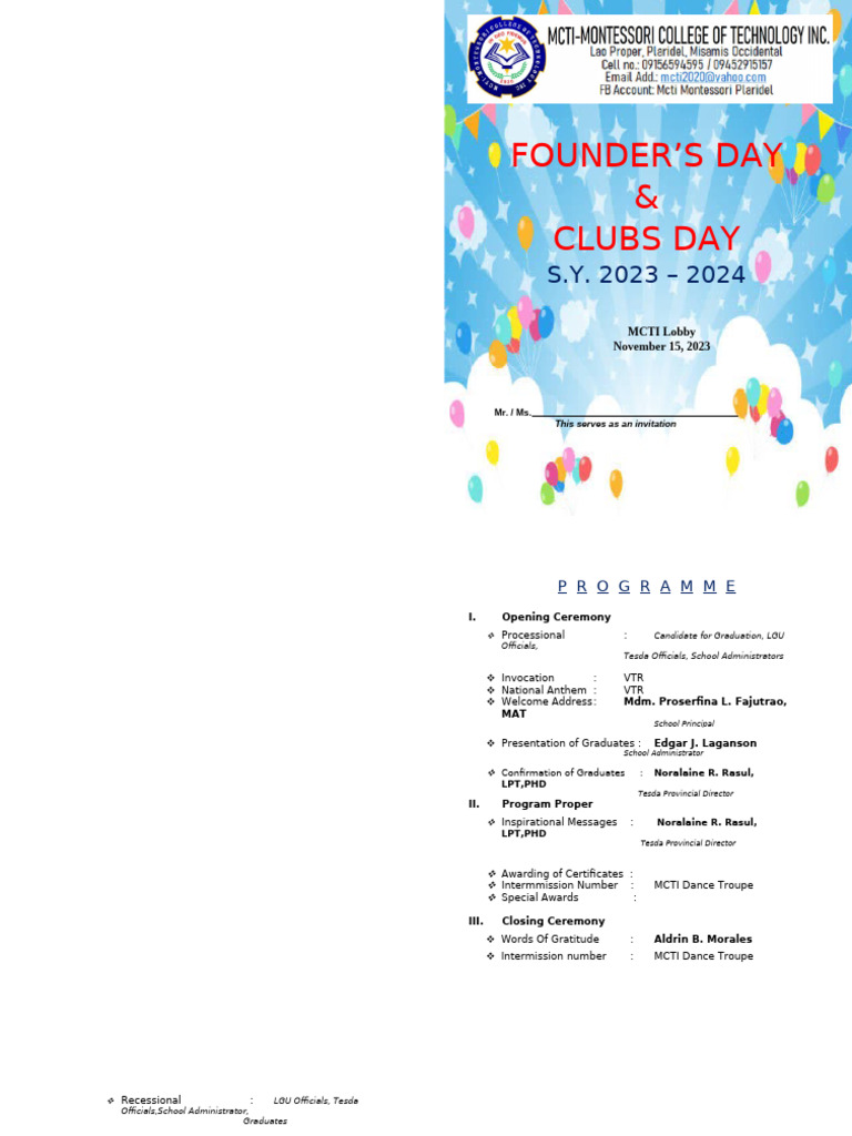 Program - Tesda Graduation | PDF