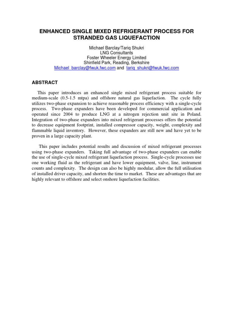 LNG15 SMR LNG Process - 0703200760743 | PDF | Liquefied Natural Gas | Natural Gas