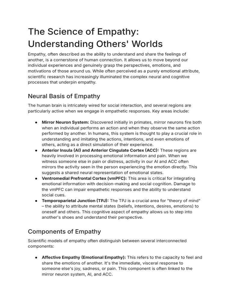 The Science of Empathy Understanding Others' Worlds | PDF | Empathy ...